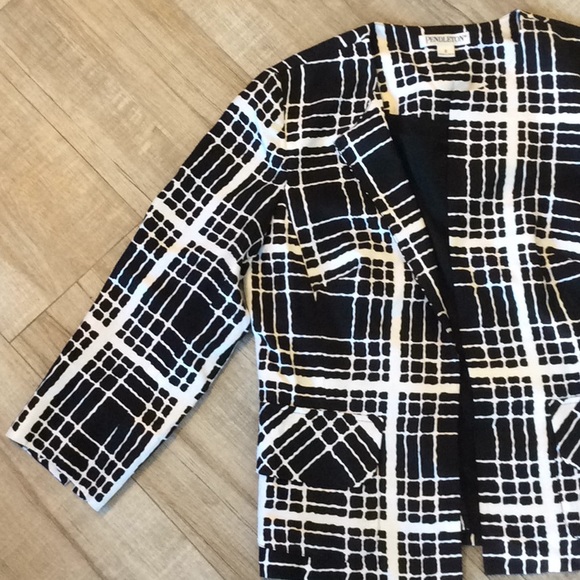 Pendleton | Jackets & Coats | Pendleton Black White Silk Blazer Sz 8 ...